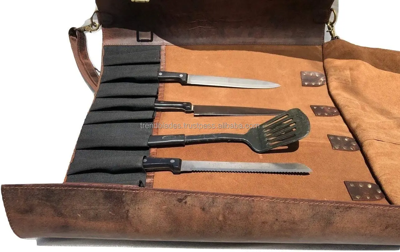 Genuine Buffalo Leather Knife Roll Set Chef's Knife Holder Customizable ...