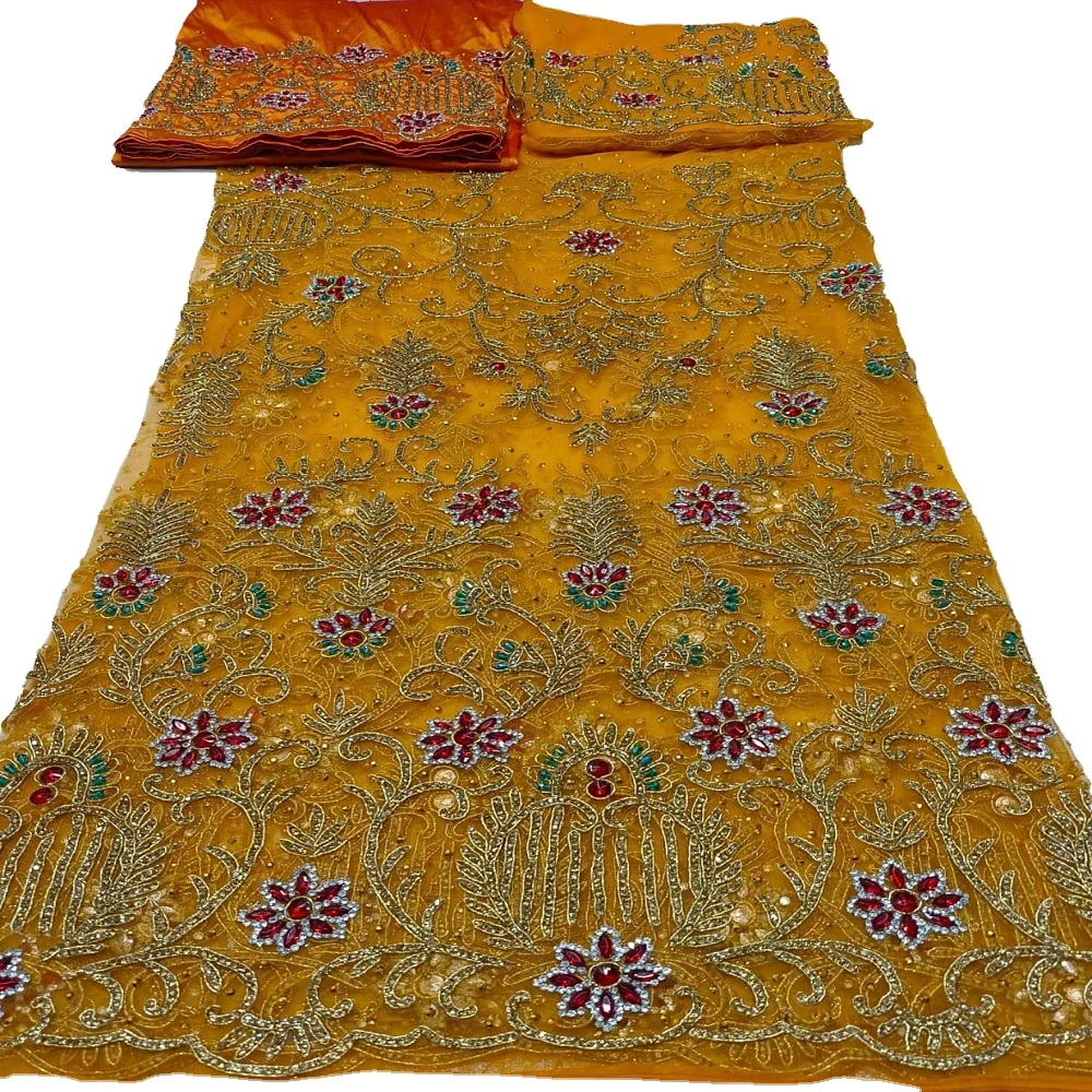 Nigerian Traditional Wedding Bridal George Fabric - Buy Indian George ...