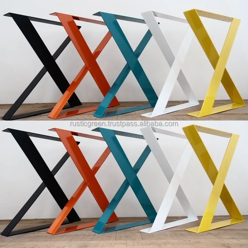 Modern Industrial Metal Dining Table Legs Cross Base Black Powder ...
