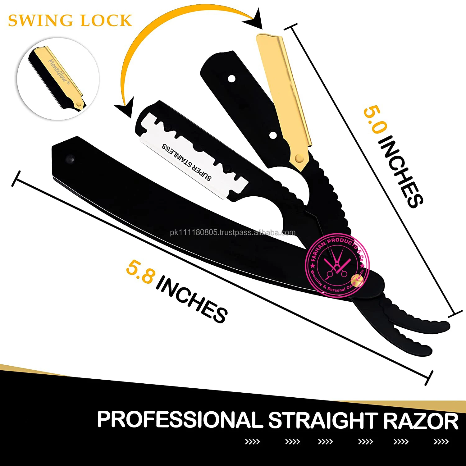 Barber Feather Razor Professional Men's Stainless Steel Folding Beard ...