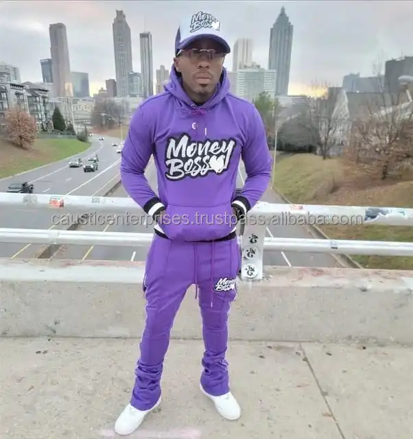 Custom Heavyweight 3d Puff Print 100% Cotton Tracksuits Flared ...