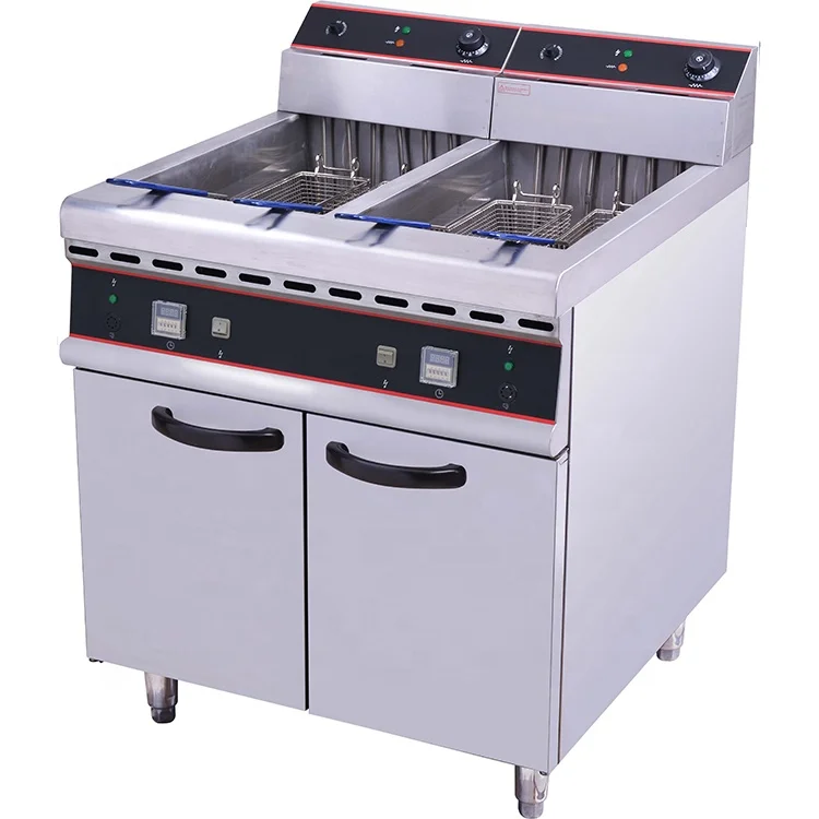 Stainless Steel Commerical Gas 2-tank Fryer With Cabinet Hgf-908 - Buy ...