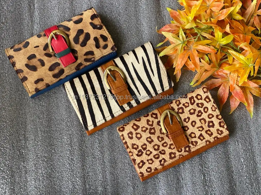 New Real Handmade Hair On Hide Wallets For Women Slim Wallet Bifold ...