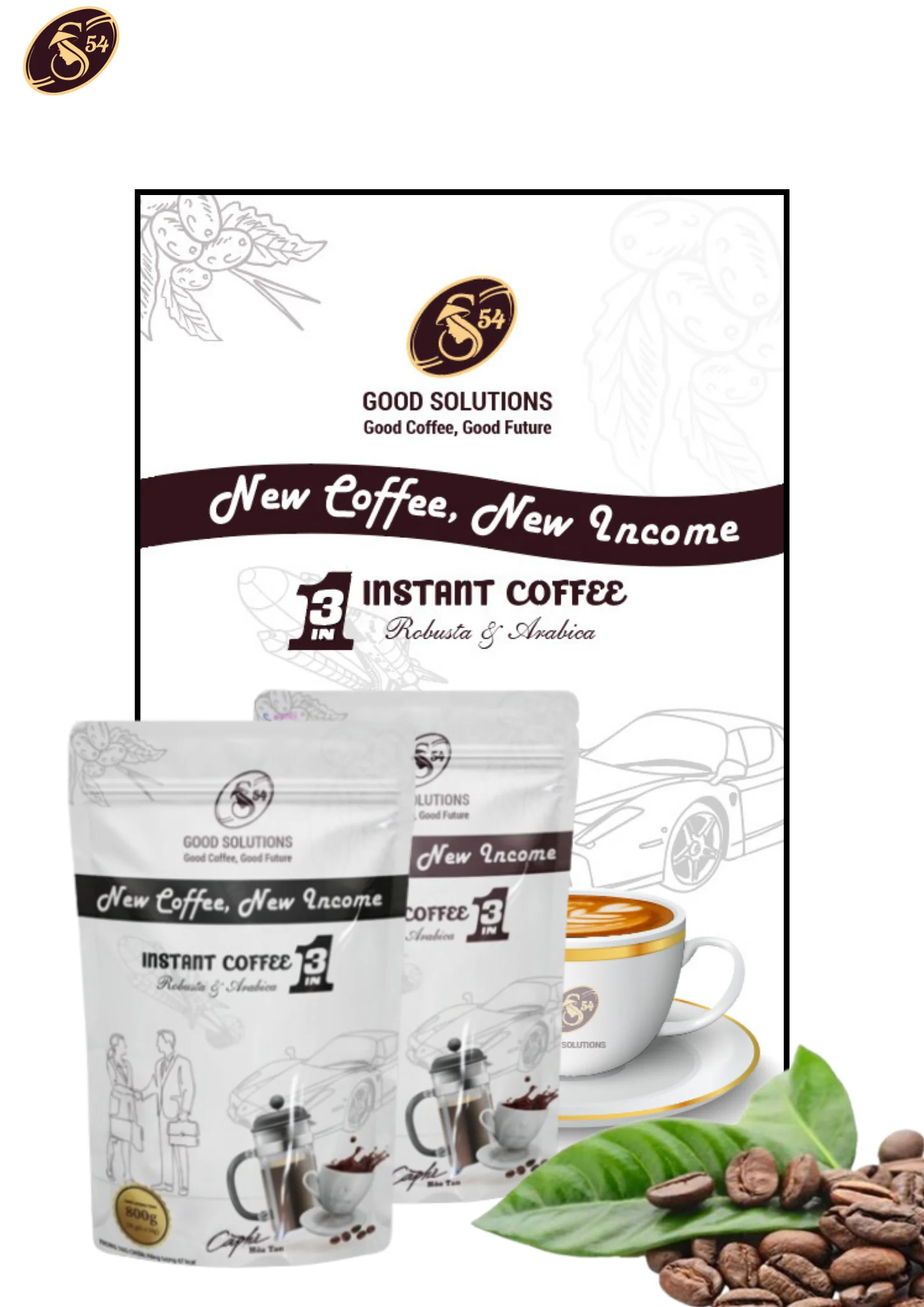 S54 Instant Coffee Premium Arabica-robusta Instant Coffee 3in1 24 X 19g ...