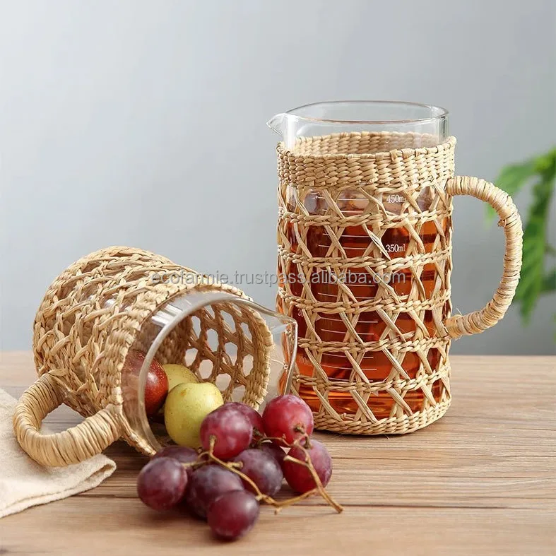 Eco-friendly Woven Cup Covers - Natural Seagrass Accessories