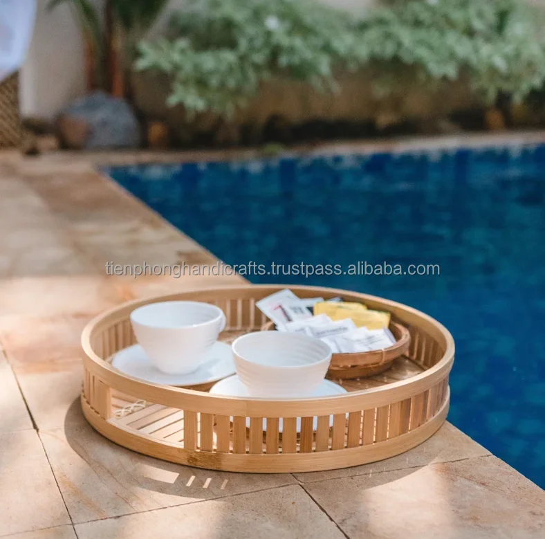 High Quality Wooden Tray Natural Serving Tray Round Serving Tray Kitchen Accessories Home Hotel ...