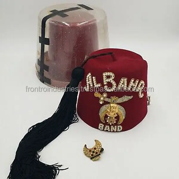 Hand Embroidered Daughter Fez Custom Masonic Fez Hat & Case White Wool ...