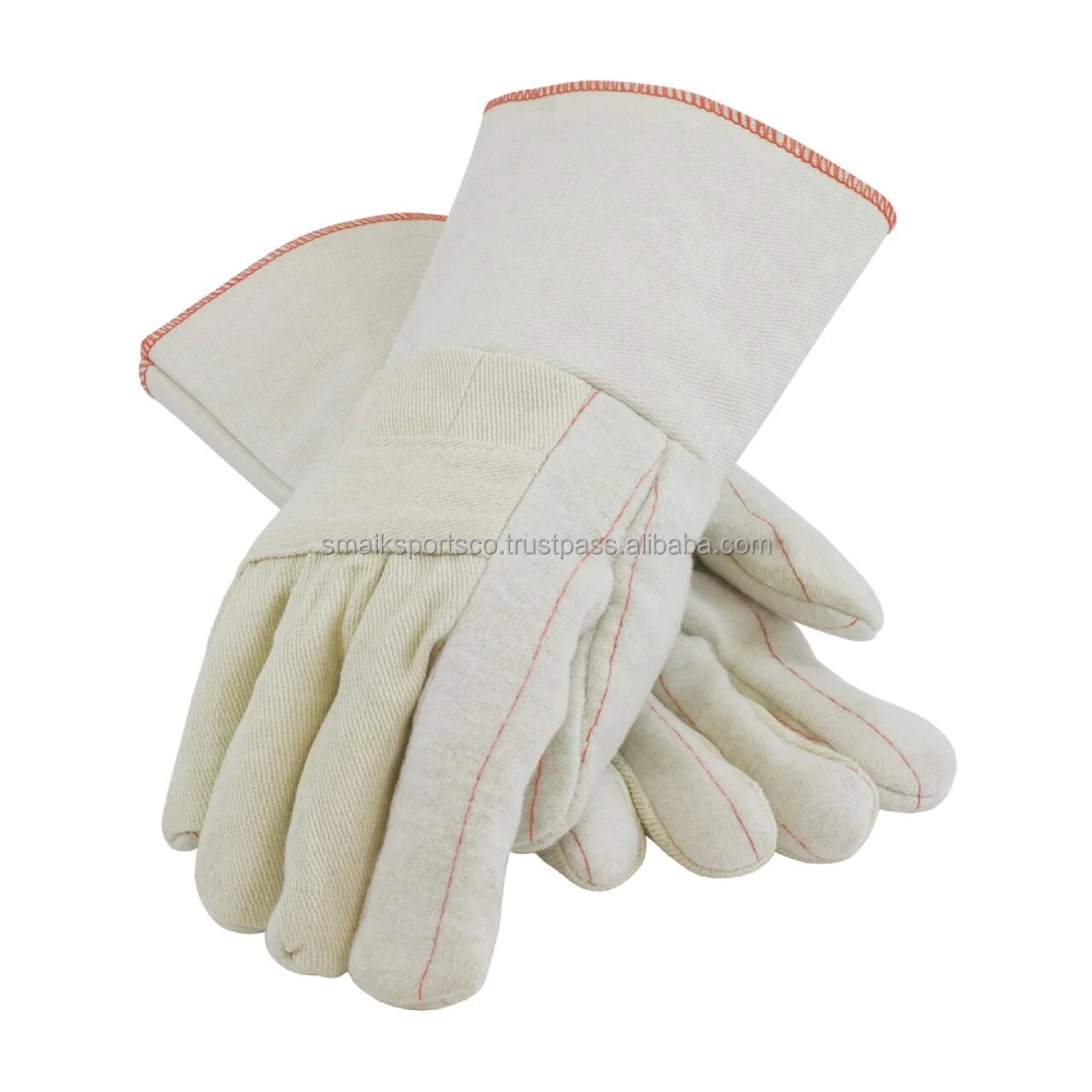 Best 100% Cotton Hot Mill Gloves/28 OZ Double Palm With Gauntlet and ...