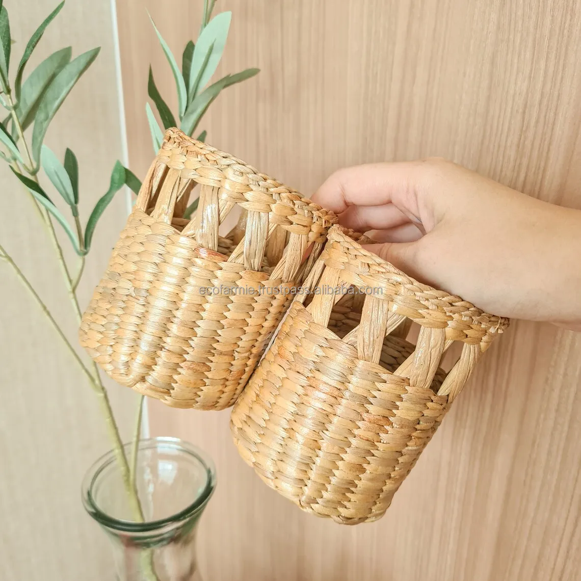 Eco-friendly Woven Cup Covers - Natural Seagrass Accessories