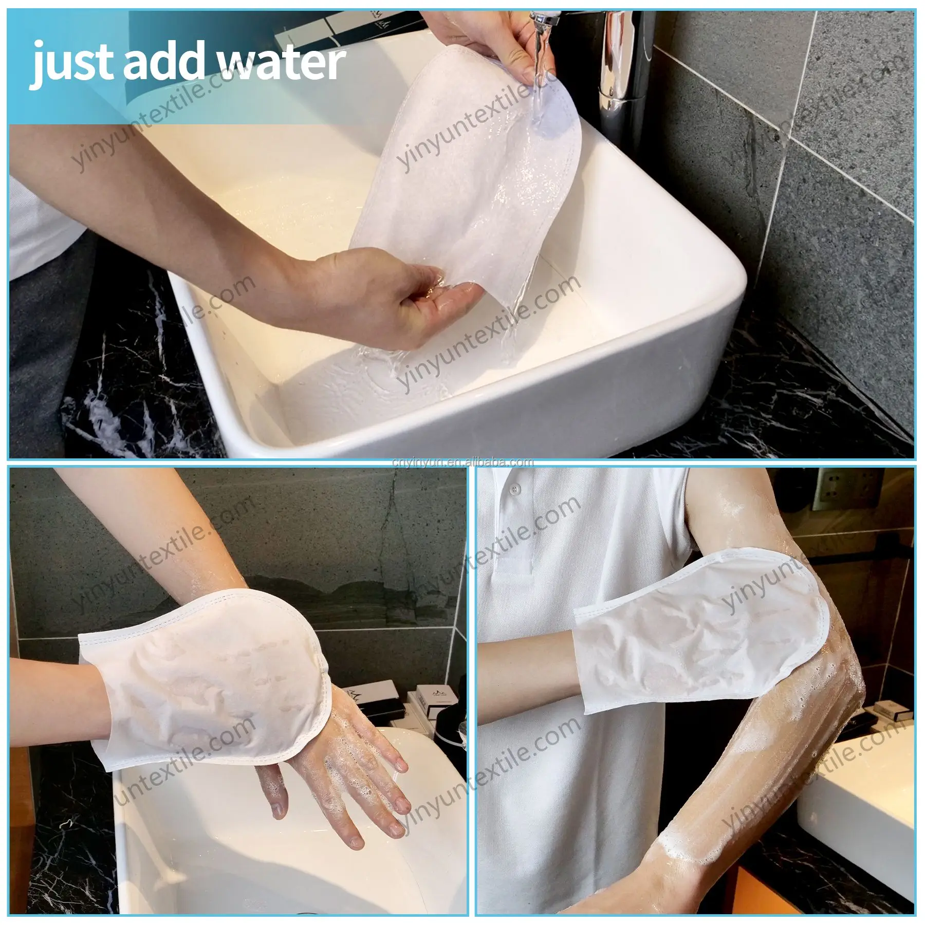 Hot Sale Oem Disposable Pre-soaped Exfoliating Massage Gloves Rinse ...