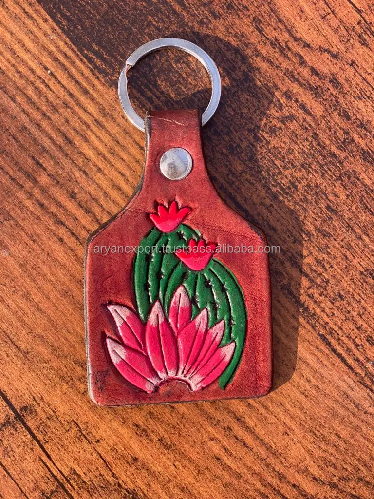Hand Carved Tooled Leather Key Chains Cute Exotic Shape Leather Key ...