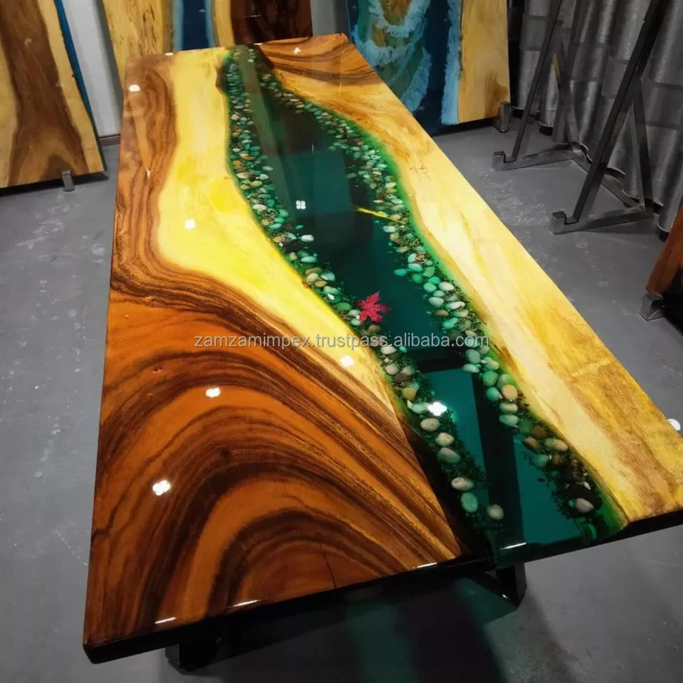 Acacia Wood Epoxy Resin Slab Table Top River Dining Table