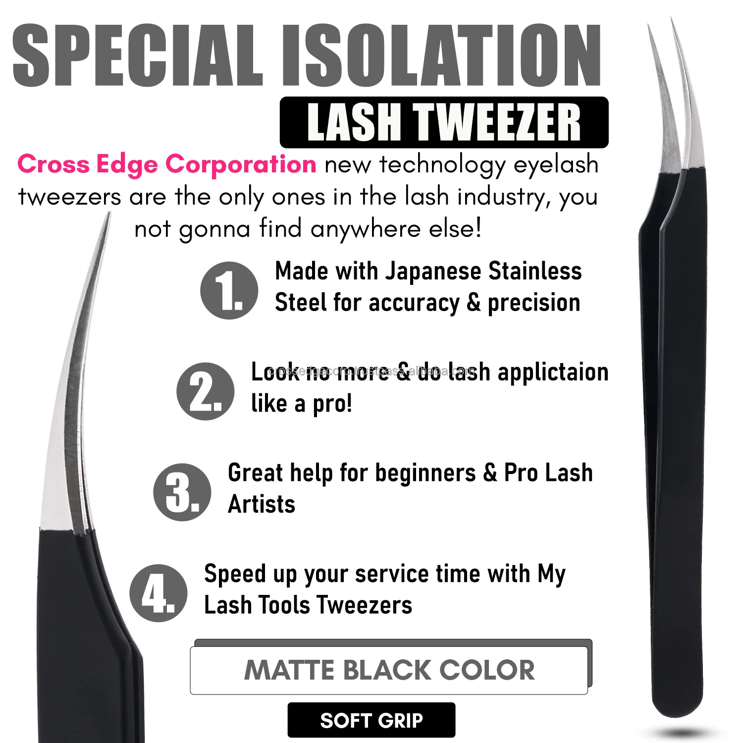 Professional Quality Isolation Tweezers Curved Isolation Lash Tweezers ...