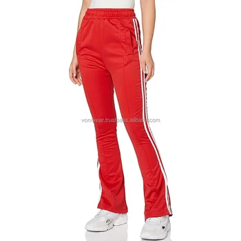 Unique Women's Track Pants Side Stripe Flare Leg Red Custom Colors And ...