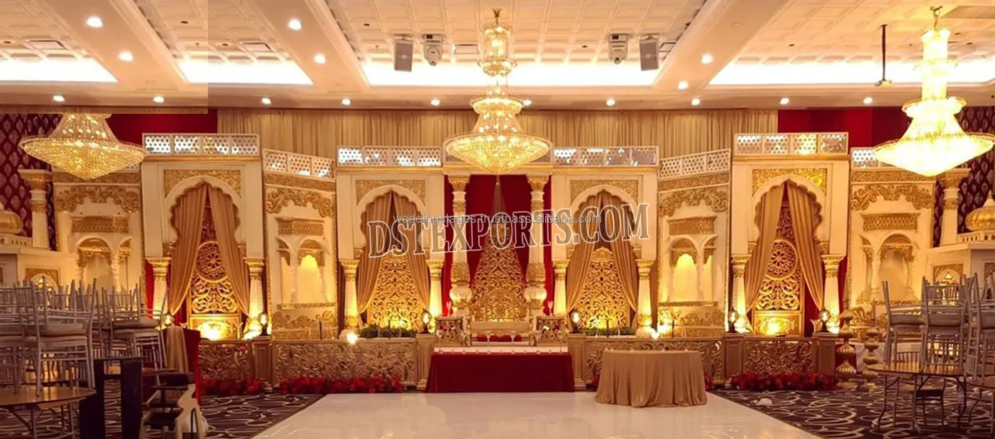 Royal Rajwada Theme Indian Wedding Stage Decor Grand Wedding Arabian ...