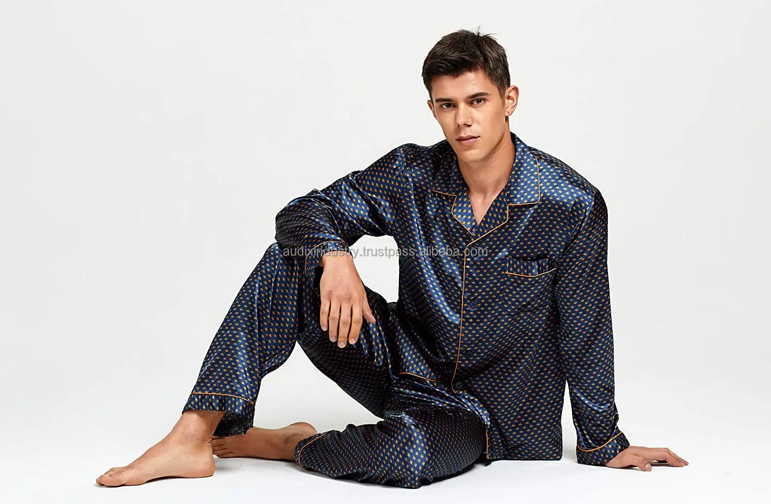 Men's Luxury Silk Satin Night Pajama Sleeping Pajamas
