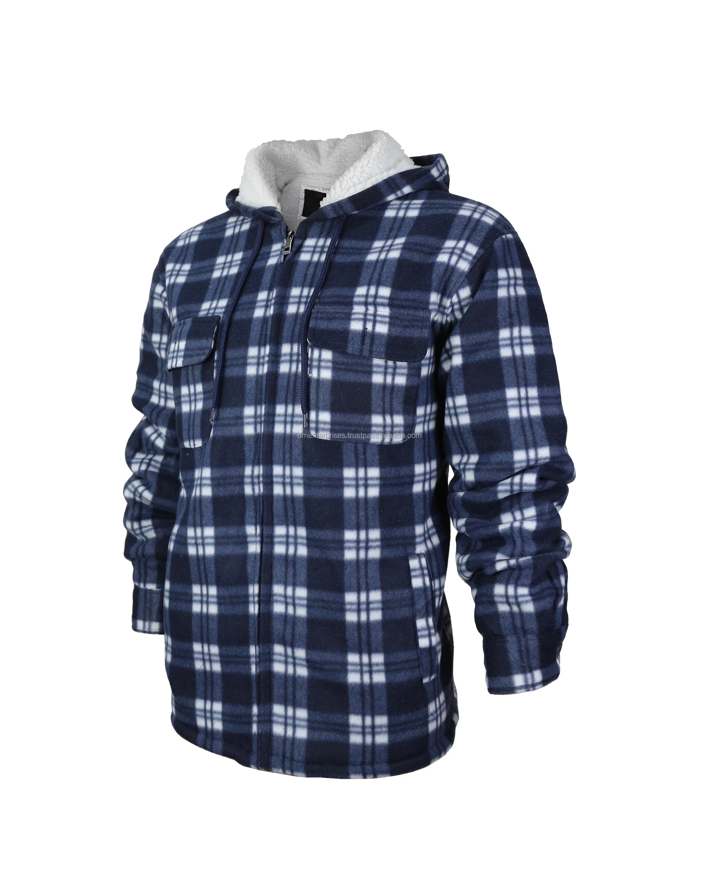 Men's Warm Sherpa Flannel Shirt Heavy Fleece Lined Plaid Button Up ...