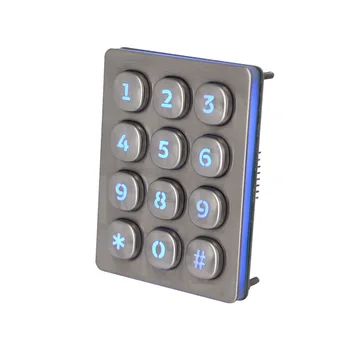 3x4 12 Buttons Illuminated Payphone Keypad / Waterproof Matrix ...