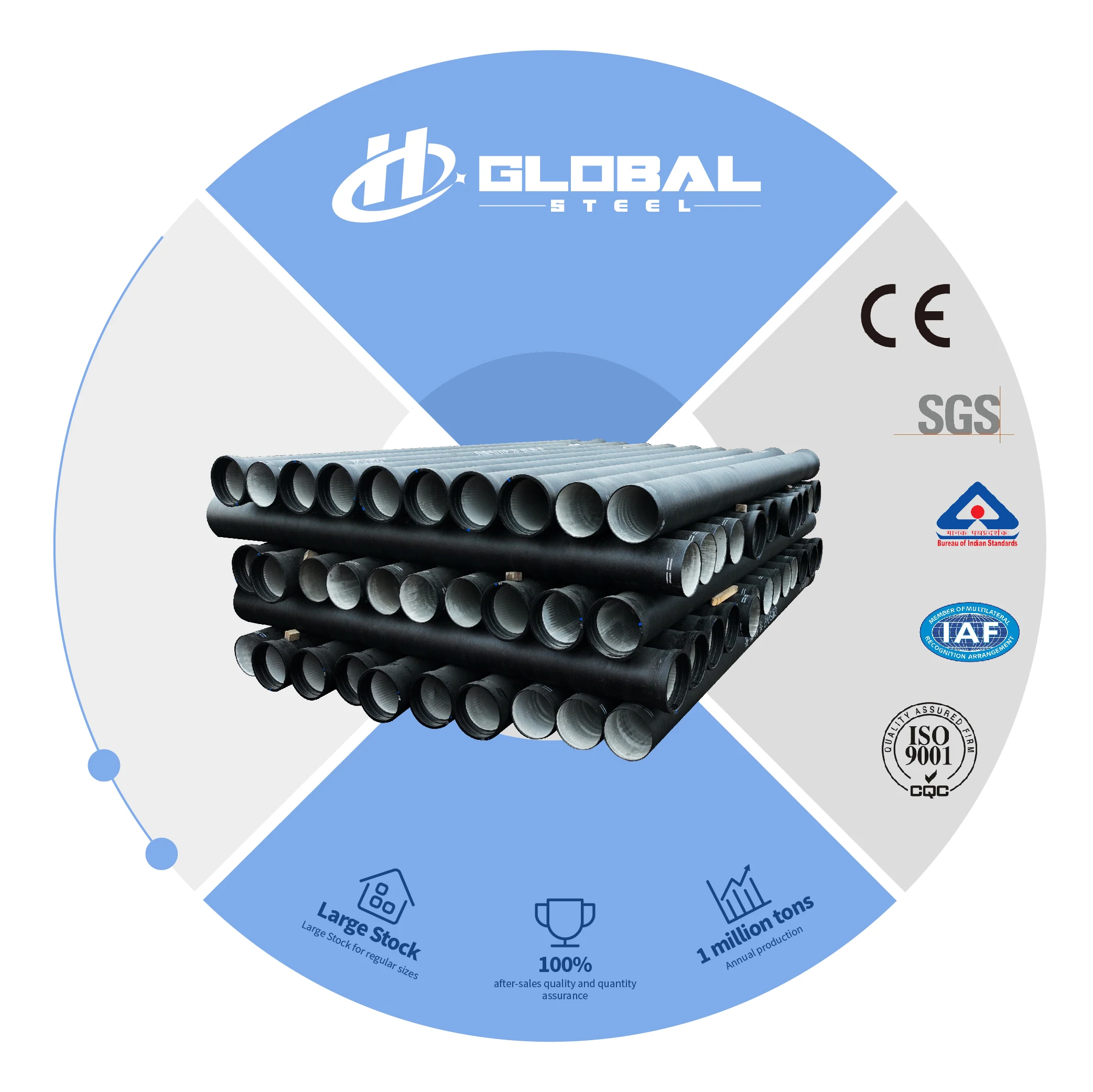 k9 Nodular ductile iron pipe DN250 Ductile Cast Iron Pipe at Reasonable ...