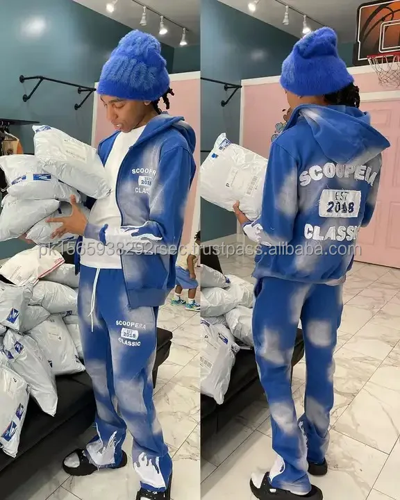 Custom Logo Men Sports Distressed Embroidery Heavyweight Hoodie Full ...