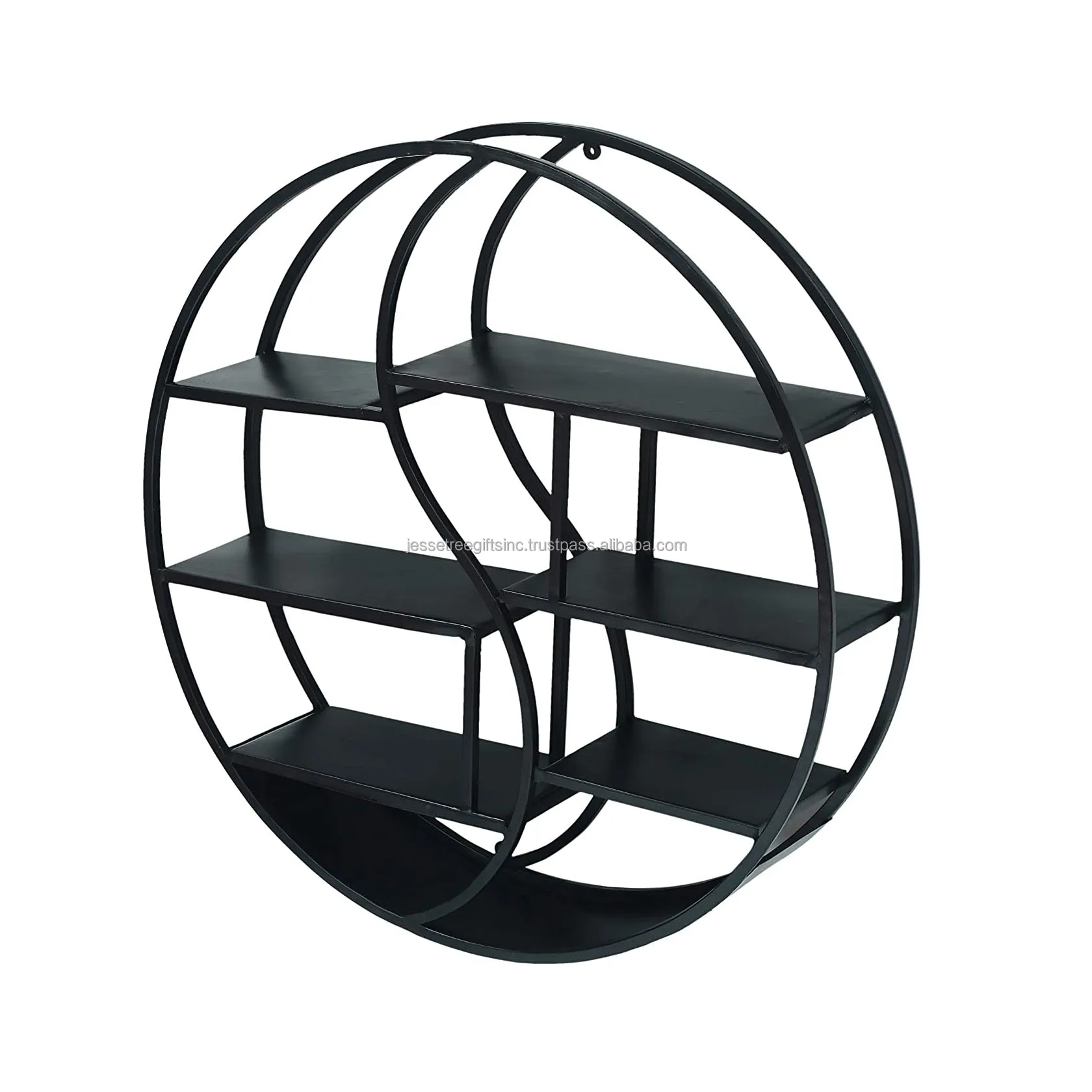Wood & Metal Wire Wall Mounted Rack With Black Powder Coating & Natural ...