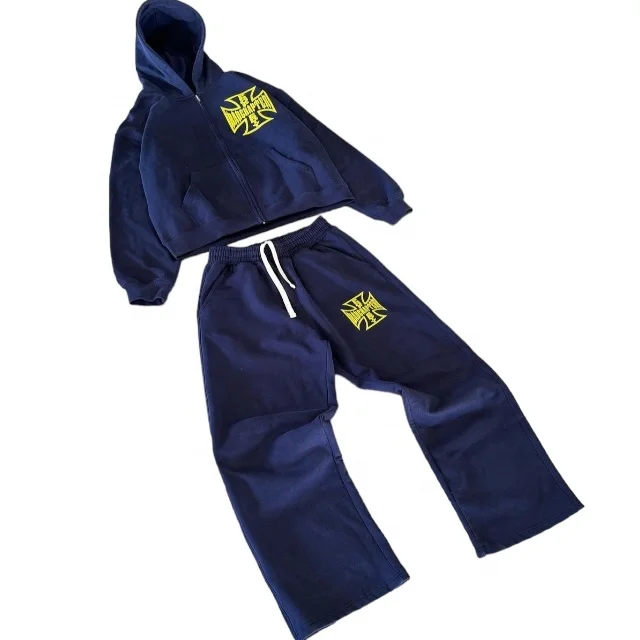 OEM Custom 100% Cotton Screenprint Heavyweight Sweatsuit Thick Cotton ...