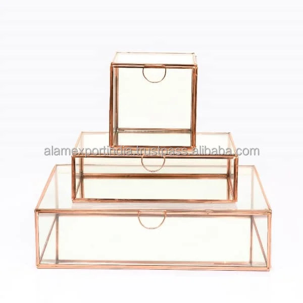 Transparent Clear Mirror Glass Jewelry Box - Unique Design