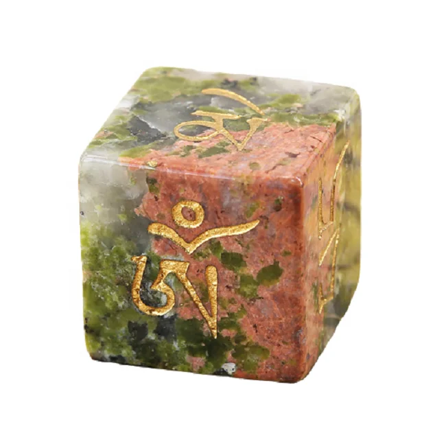 stone d6 dice cube Unakite natural gemstone crystal d6 dice Tibetan ...