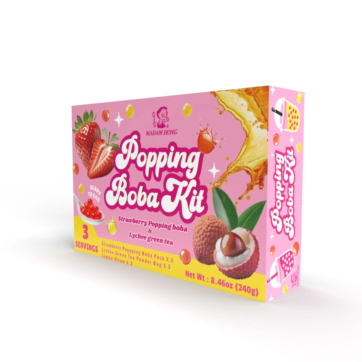 Strawberry Lychee Popping Boba Tea Kit - Buy Popping Boba Kit iced Tea ...