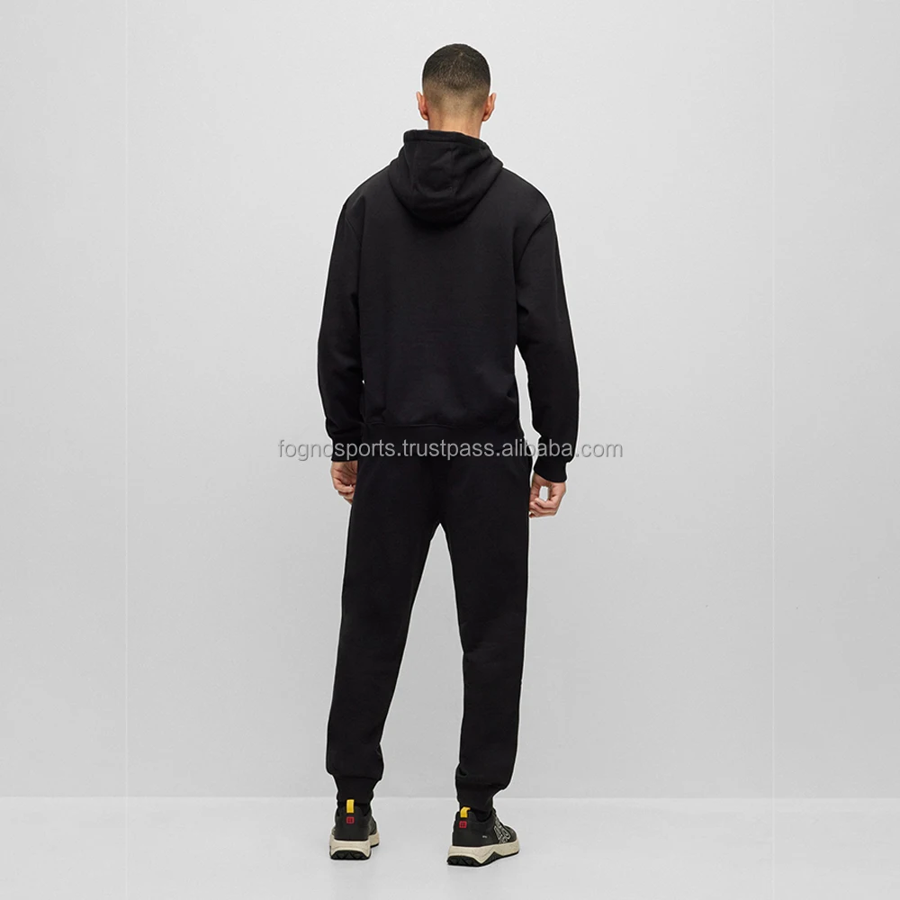 Plain Black Hoodie And Jogger Sweatpants Set Trendy Men Sweat Suits ...