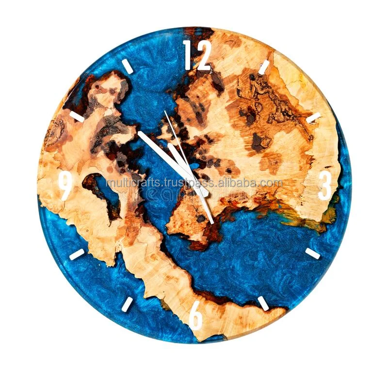 Mango Wood Resin Epoxy Wall Clock - Hand Crafted Quality