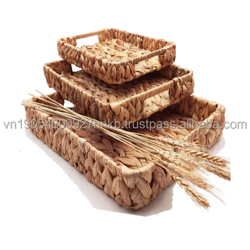 Handwoven Bohemian Rectangular Water Hyacinth Tray-Eco-Friendly Single ...
