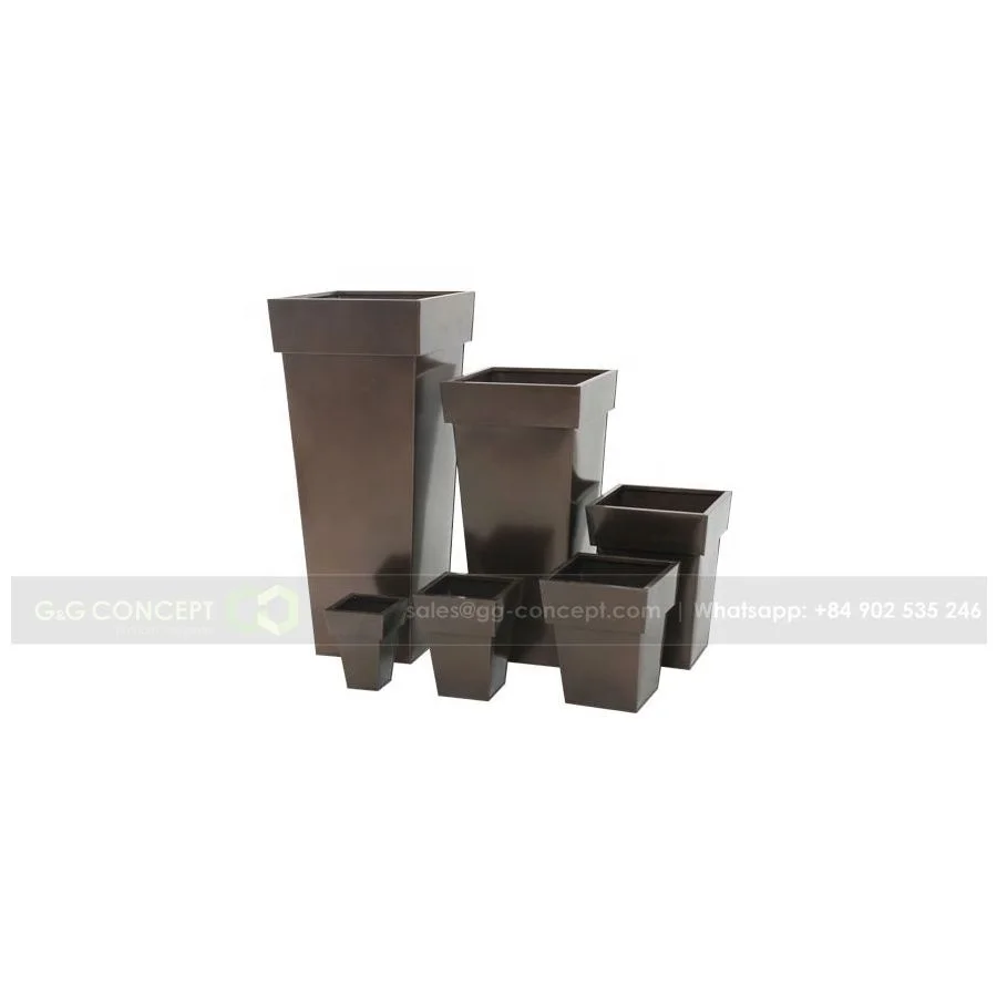 Square Galvanized Metal Flower Pots/ Flower Pot Zinc Metal Bronze ...
