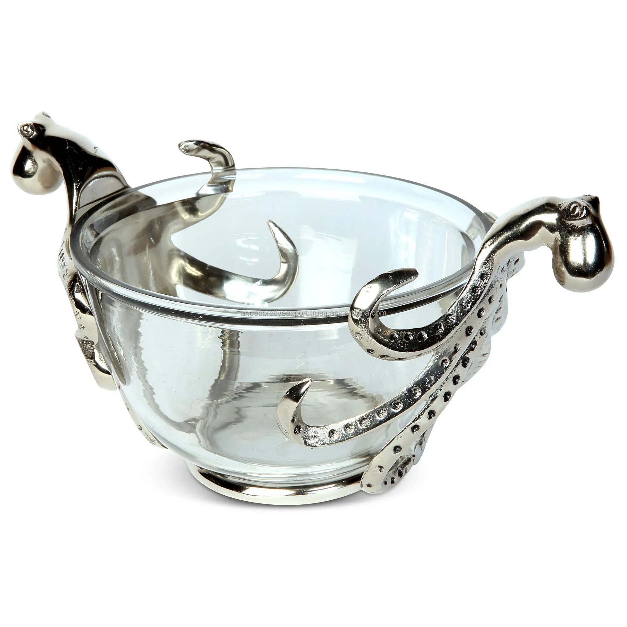 Metal Antique Octopus And Glass Fruits Bowl Dinnerware Decorative Salad ...