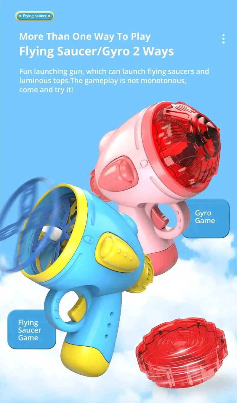 Flying Saucer Gyroscope Outdoor Set Sports Toys Battle Gyro Luminous ...