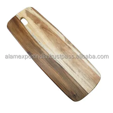 Modern Style Wood Slat Breakfast Serving Tray With Metal Handles ...
