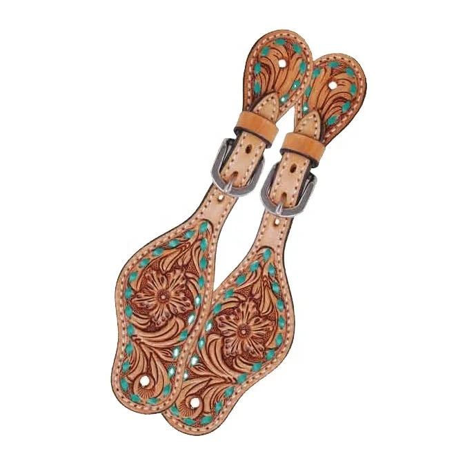 Custom Made100% Genuine Leather Western Tooled Spur Strap With Engraved ...