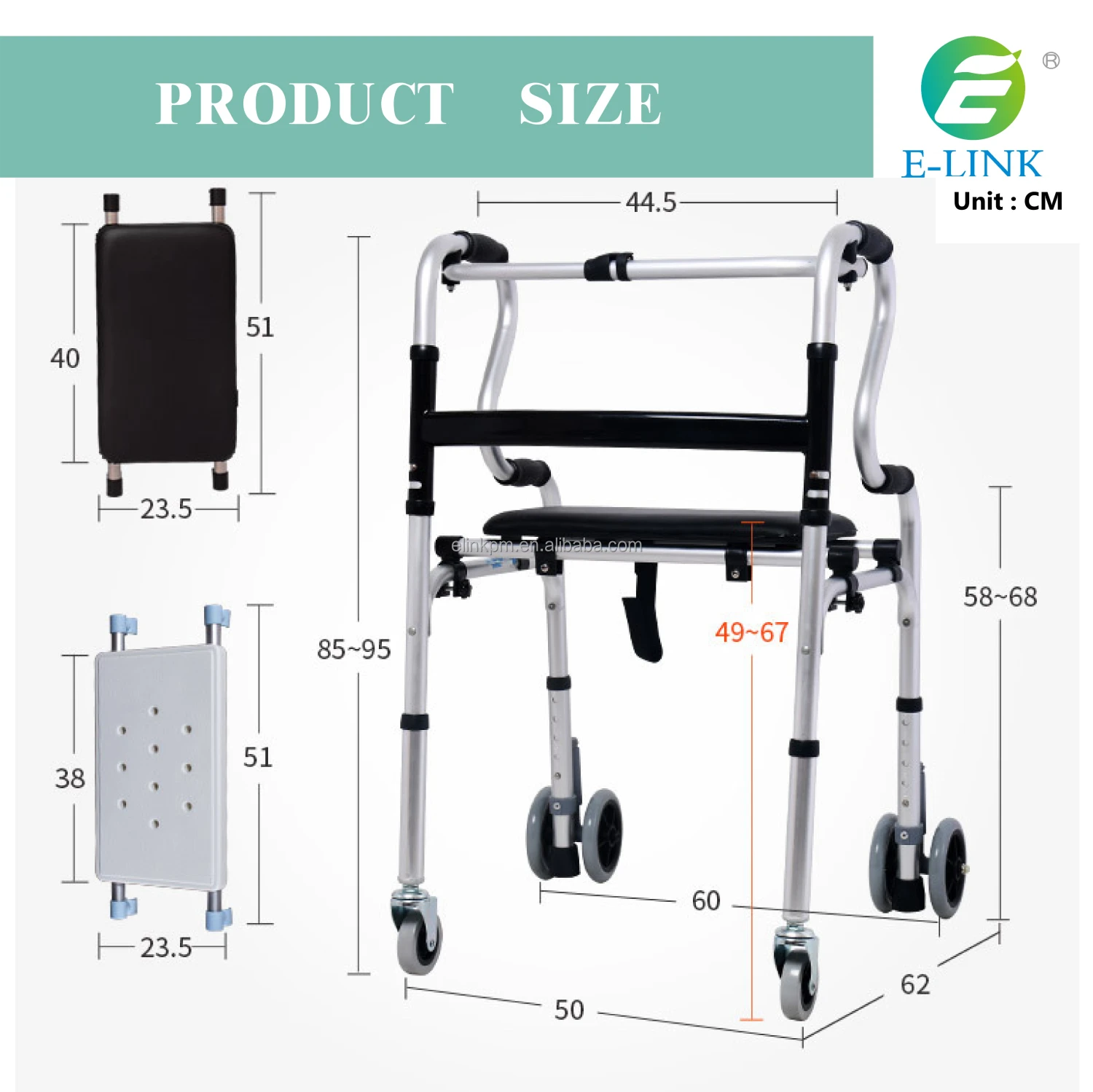 Folding 6 Wheels Elderly Walker Rollator With Seat - Buy Elderly Walker ...
