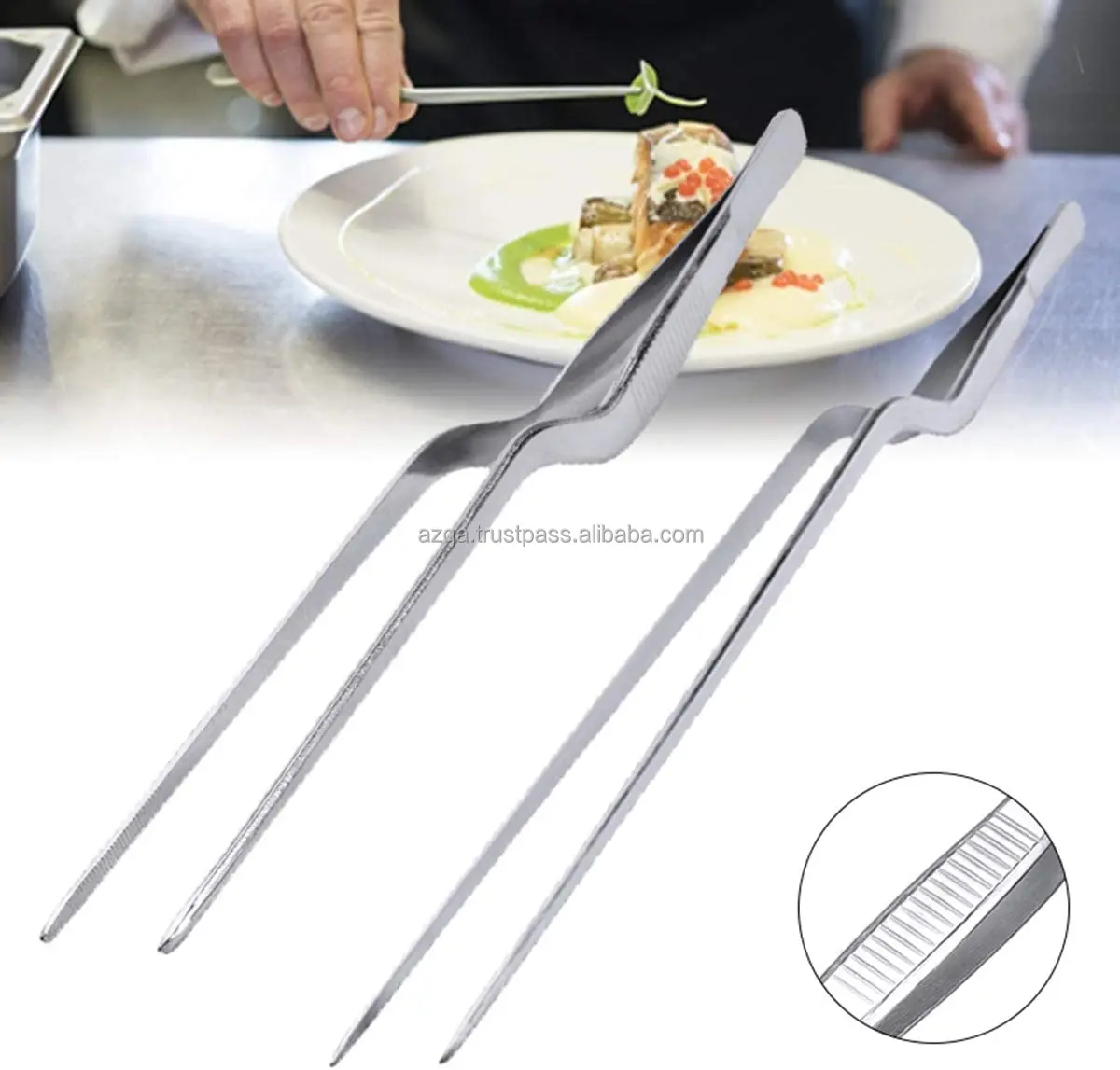 Grill Meat Picker Tweezers Curved Multifunctional Stainless Steel Food ...