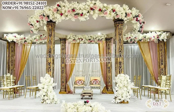 South Indian Wedding Antique Gold Mandap Trending Mirror Mandaps For ...