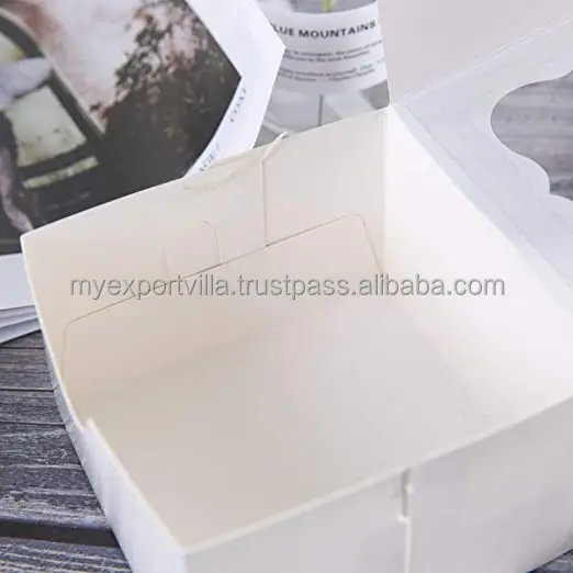 White Bakery Box With Window 4x4x2.5 Inch Eco-friendly Paper Board ...
