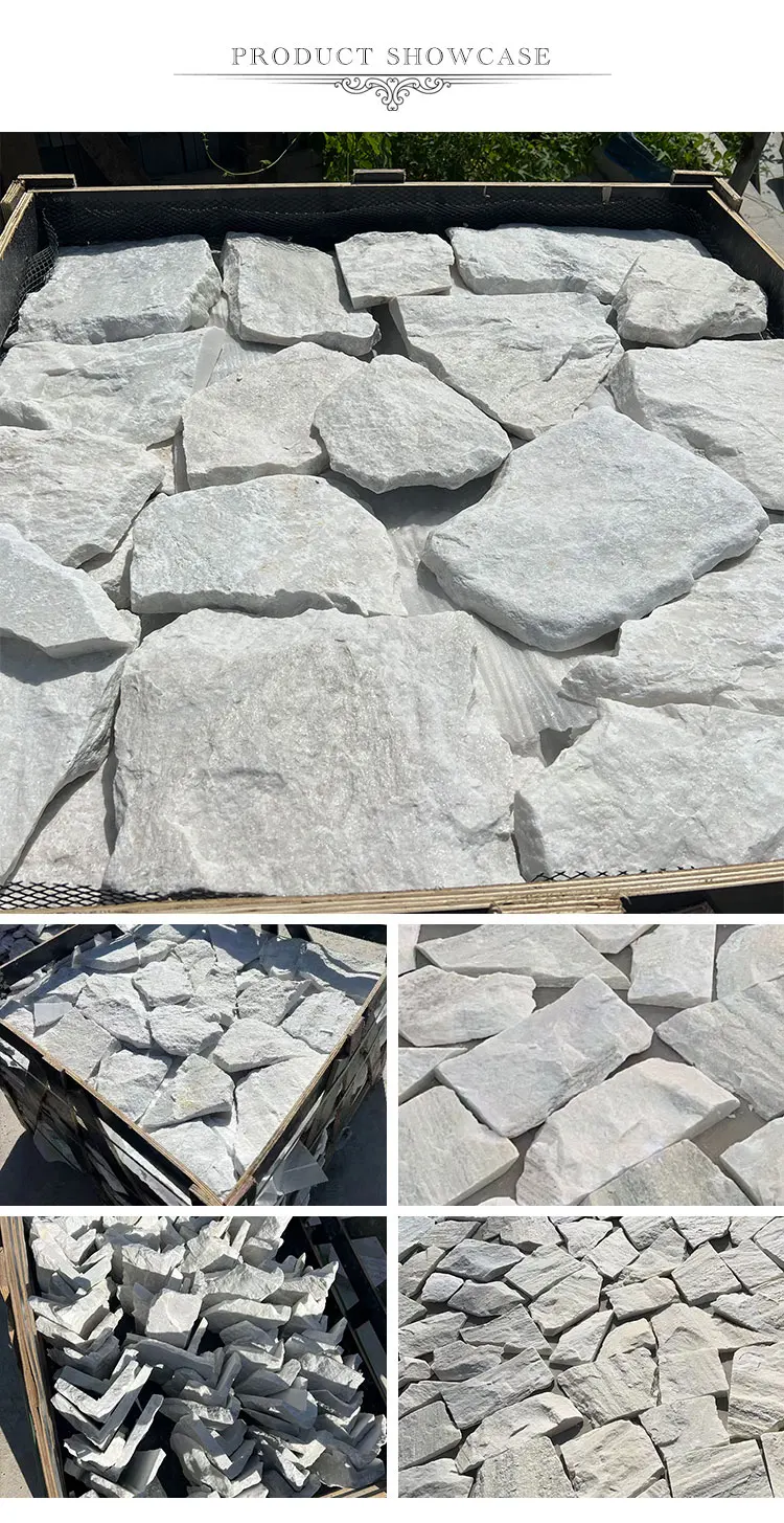 Exterior Natural Slate Culture Stone White Crystal Quartzite Cladding ...