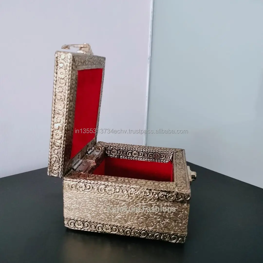 Indian Handmade Wooden Square Jewelry Box - Perfect Gift