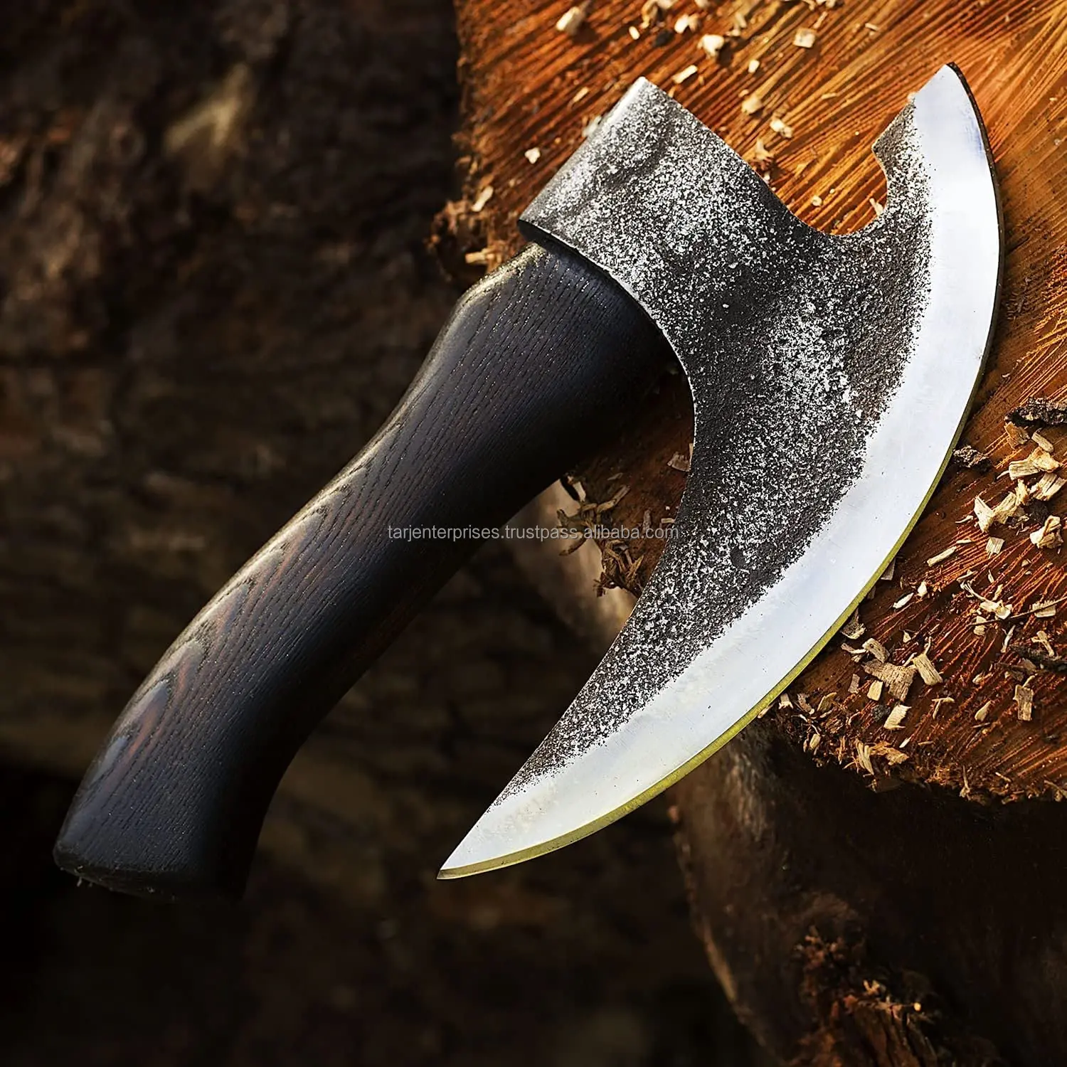 Handmade Viking Pizza Axe Industrial Grade Wooden Handle with Leather ...