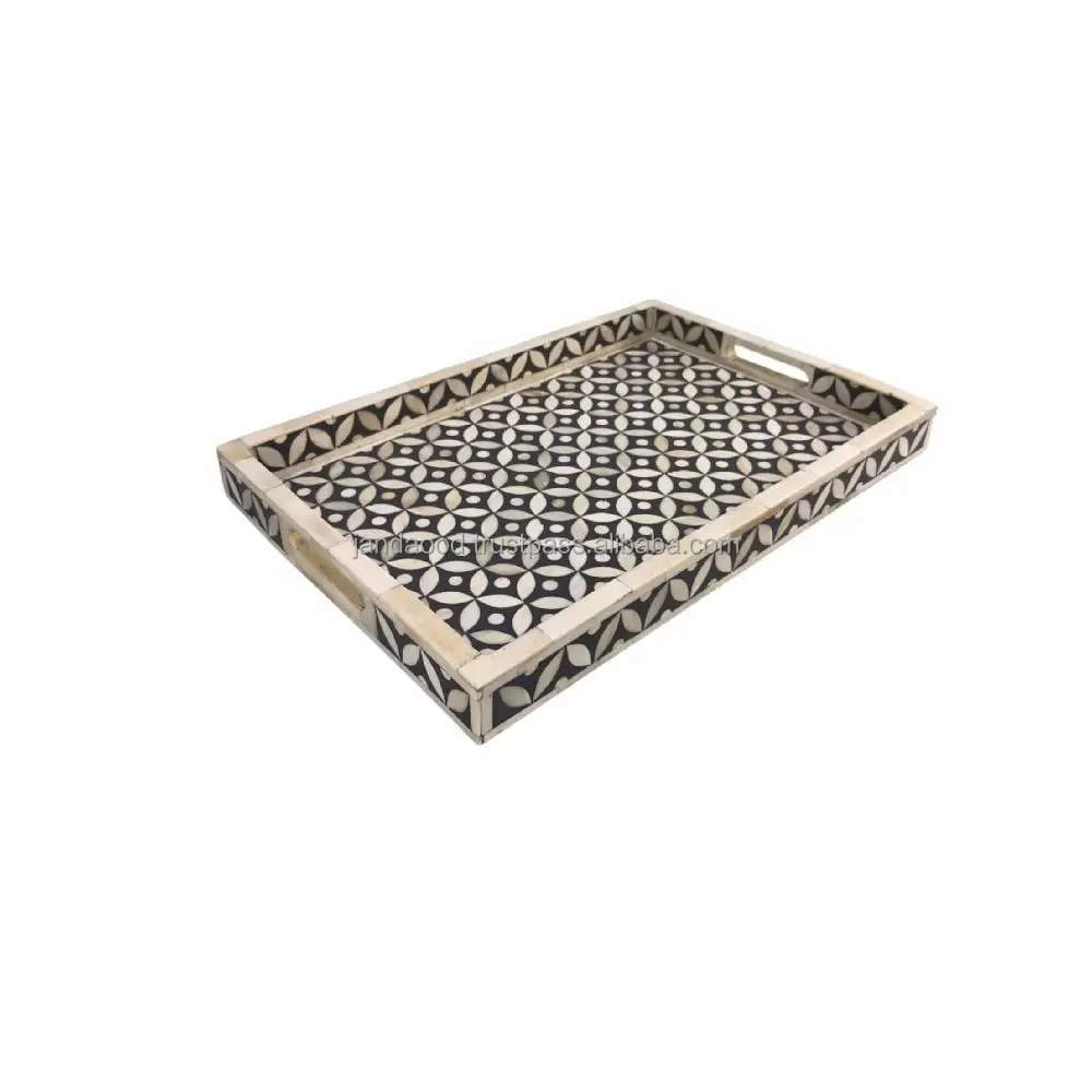 Latest Design Rectangular Bone Inlay Tray Coffee and Tea Serving Tray ...