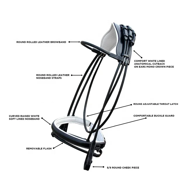 Anatomical Crown Piece White Padded Broad Full Rolled Dressage Horse ...