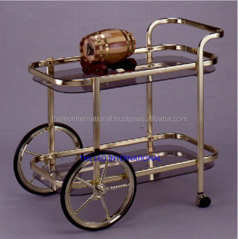 2022 Hotel Kitchen Gold Metal Mini Bar Trolley - Stylish & Functional