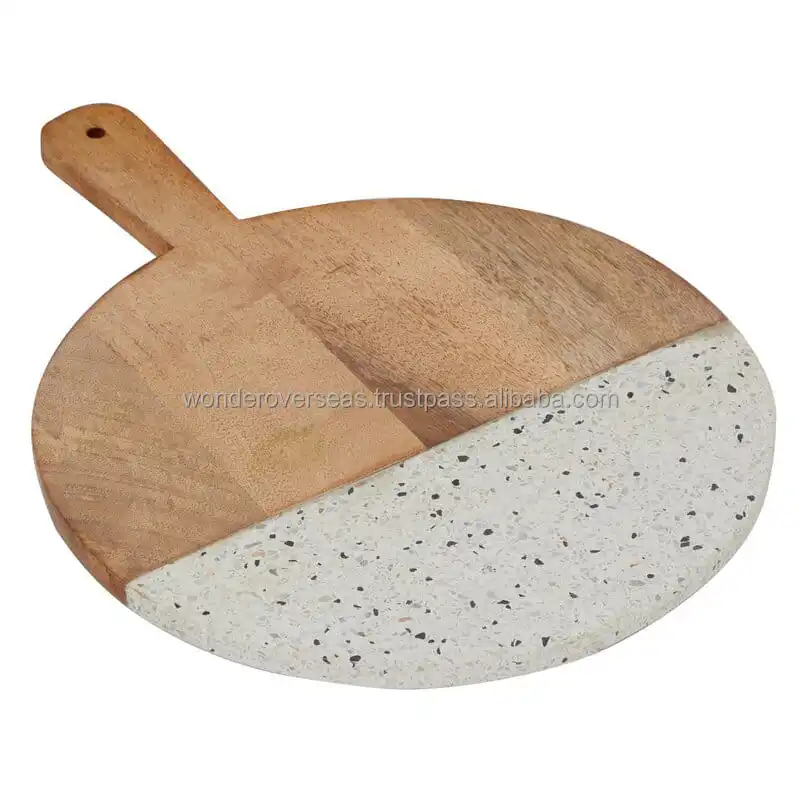 Marble Mango Wood Board Round Cutting Boards For Meat And Vegetables ...