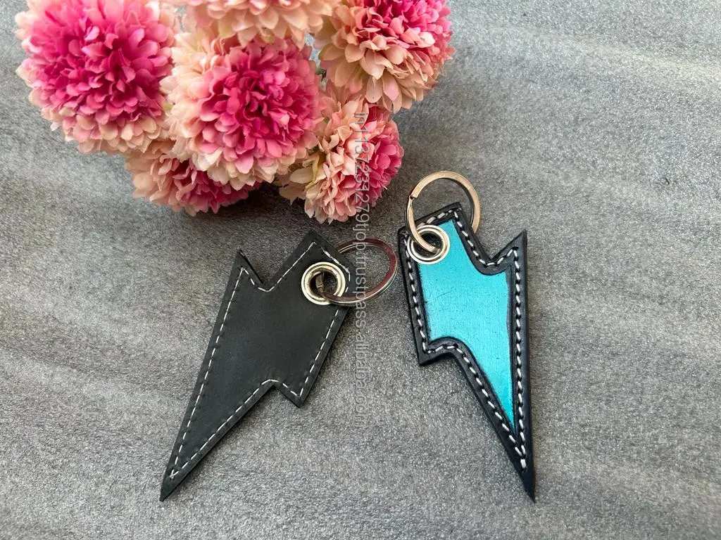 Hand Carved Tooled Leather Key Chains Cute Exotic Shape Leather Key ...