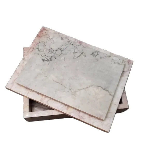 White Marble Jewelry Box With Black Border Storage Box Made Of Solid ...